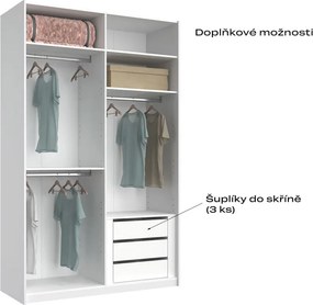Skříň s posuvnými dveřmi 1,5x2,4m (Dveře Lesklé Bílé/Zrcadlo), série N Family