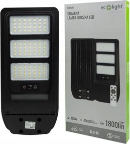 Solární Pouliční Lampa Economy Černá 150W 4000K 1800lm IP65 Eco Light