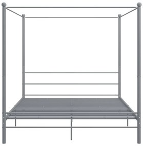 vidaXL Rám postele s nebesy šedý kovový 200 x 200 cm