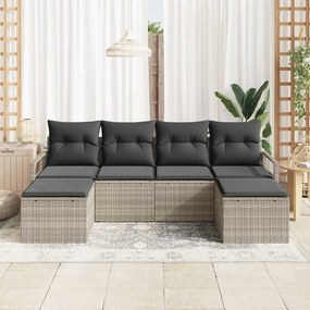 Set pohovek 6 ks Světle šedá polyratan 3346492