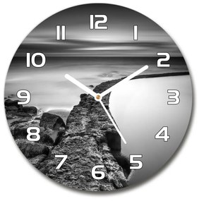 Wallmuralia Skleněné hodiny kulaté Kamenná pláž fi 30 cm