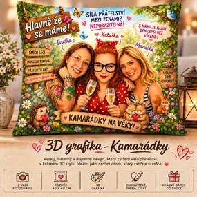 Veselý personalizovaný polštář z fotografie – 3D grafika 45 × 45 cm
