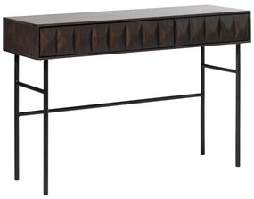 Tmavě hnědý konzolový stolek s deskou v dubovém dekoru 39x117 cm Latina – Unique Furniture