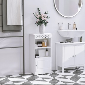 HOMCOM Podlahová skříň a skříň se 2 policemi a dveřmi v bílé MDF pro koupelnu 40Š x 23H x 80V cm