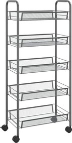 Kuchyňský vozík s 5 patry šedý 46 x 26 x 105 cm železo 336330