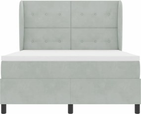 Postel s boxspringem s čelo Světle šedá 190 x 140 cm samet 3340922