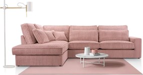Rohová sedací souprava LINCOLN LUX, levá, růžová (Tilia 62)