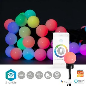 Nedis WIFILP02C48 - LED RGB Dekorační řetěz 48xLED 13,8m IP65 Wi-Fi Tuya