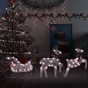 vidaXL Vánoční dekorace sobi se sáněmi 60 LED diod venkovní zlatí