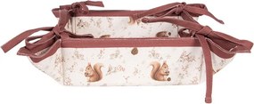 Béžový látkový košík na pečivo s veverkami Tiny Squirrel - 35*35*8 cm