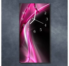 Nástěnné hodiny obrazové na skle - Abstrakt růžový
