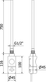 Mexen Helios, elektrické topné těleso 1800 x 500 mm, 900 W, černá, W103-1800-500-2900-70