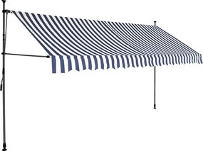 Ručně zatahovací markýza s LED světlem 350 cm modrobílá 145846