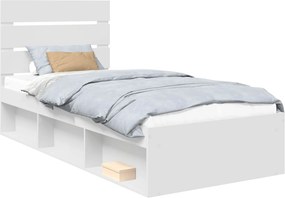 Rám postele s čelo Bílá 100 x 200 cm Masivní borové dřevo 3411776