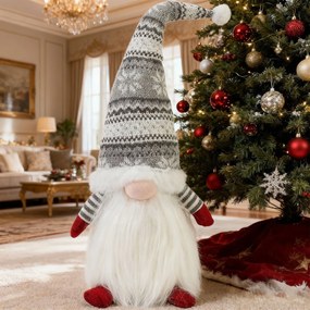 Vánoční skřítek ELF 0623 - 48 cm šedý/bílý