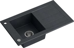 QUADRON Černý kuchyňský granitový dřez WILL bez baterie