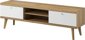PSK Televizní stolek PORO, Dub Riviera/Bílá 160 cm