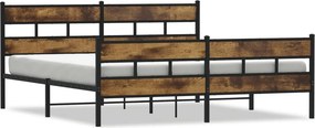Kovový rám postele bez matrace kouřový dub 183 x 213 cm 3308467