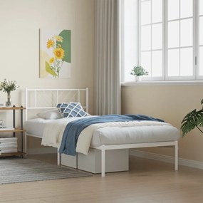 vidaXL Kovový rám postele s čelem 90 x 200 cm [372172] Barva: Bílá