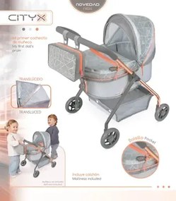 DeCuevas Můj první kočárek pro panenky s taškou CITY X 2024 - 56 cm /