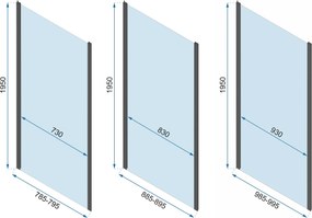 Rea Rapid Slide, 3-stěnová sprchová kabina 150 (dveře) x 90(stěna) x 90(stěna) x 195 cm, 6mm čiré sklo, chromový profil, KPL-09116