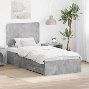 Rám postele s čelo Betonově šedá 90 x 200 cm Kompozitní dřevo 3412831