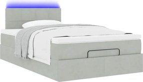 Osmanský rám postele s matrací světle šedá 120x200cm samet 3312614