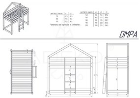 Domečková palanda z borovicového dřeva Adeko Mila DMPA, 90 x 180 cm