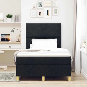 Postel s boxspringem s čelo Černá 120 x 200 cm textil 3339688