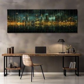 Obraz na plátně - Futuristické město - Abstraktní odraz Budoucnosti FeelHappy.cz Velikost obrazu: 180 x 60 cm