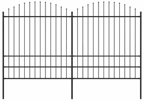 Zahradní plot s kopím nahoře ocelový 337 x 200 cm černý 277749