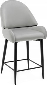 Barová Židle Čalouněný Velurovou Barvou Světle Šedý Glamour Do Kuchyňské Jídelny Bergamo