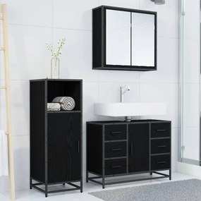 Sada koupelnového nábytku 3 ks Černý dub 80 x 33 x 60 cm 3402313