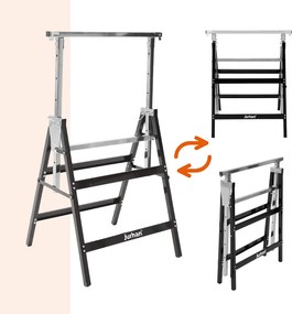 Teleskopické lešenářské kozy DANNY, sada 2 ks, max. 200kg, 60 x 56 x 81-130cm, stříbrná/černá Jurhan