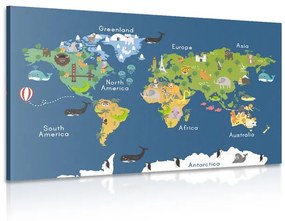 Obraz mapa světa pro děti Varianta: 60x40