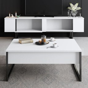 Luxe TV stolek na nožičkách, bílá / černá