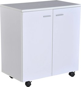 HOMCOM Mobilní TV Stánek Dřevěný Kancelářský Regál S Kolíčky a 2 Dveřmi 60x35x65cm | Aosom
