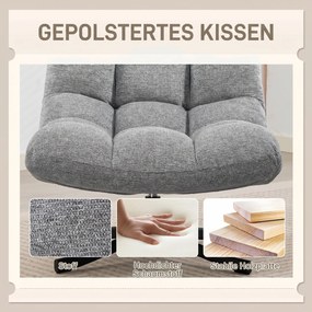 HOMCOM Otočné křeslo lounge s širokým sedákem, voděodpudivá chenille úprava, zkřížené ocelové nohy, šedá