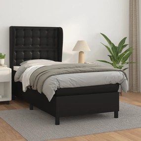 Box spring postel s matrací černá 80 x 200 cm umělá kůže