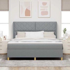 Postel s boxspringem s čelo Světle šedá 200 x 180 cm textil 3340830