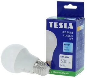 TESLA BL270560-8 - LED bulb žárovka E27, 5W, 500 lm, 6500K, studená bílá