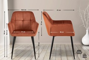 Sada 2 jídelních židlí Emia samet – hnědá