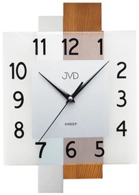 JVD Dřevěné skleněné netikající tiché nástěnné hodiny JVD NS19042.2