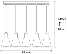 Lustr na lanku KEM 5xE27/40W/230V černá
