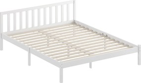HOMCOM Pevný dřevěný rám postele 160x200 cm jednolůžko s čelem a pevnou roštovou konstrukcí pro děti i dospělé