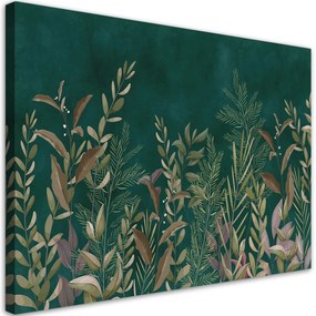 Obraz na plátně, Listy na zeleném pozadí - 100x70 cm