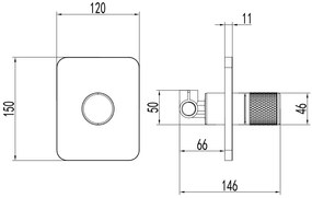 F-Design Ardesia, podomítková 1-výstupová vanová/sprchová baterie, černá matně-růžové zlato, FD1-ARD-7PA-25