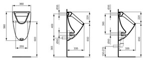 IS + P 1 - Pisoár Ideal Standard s radarovým splachováním, napájení 24 V, komplet