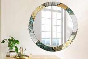 Kulaté dekorativní zrcadlo Agat mramor a zlato fi 80 cm