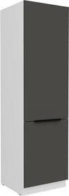 ARIA po | vysoká skříňka 60 LO-210 2F na vestavnou lednici | 60 cm | ANTI FINGERPRINT povrch | bílá/šedá grafit